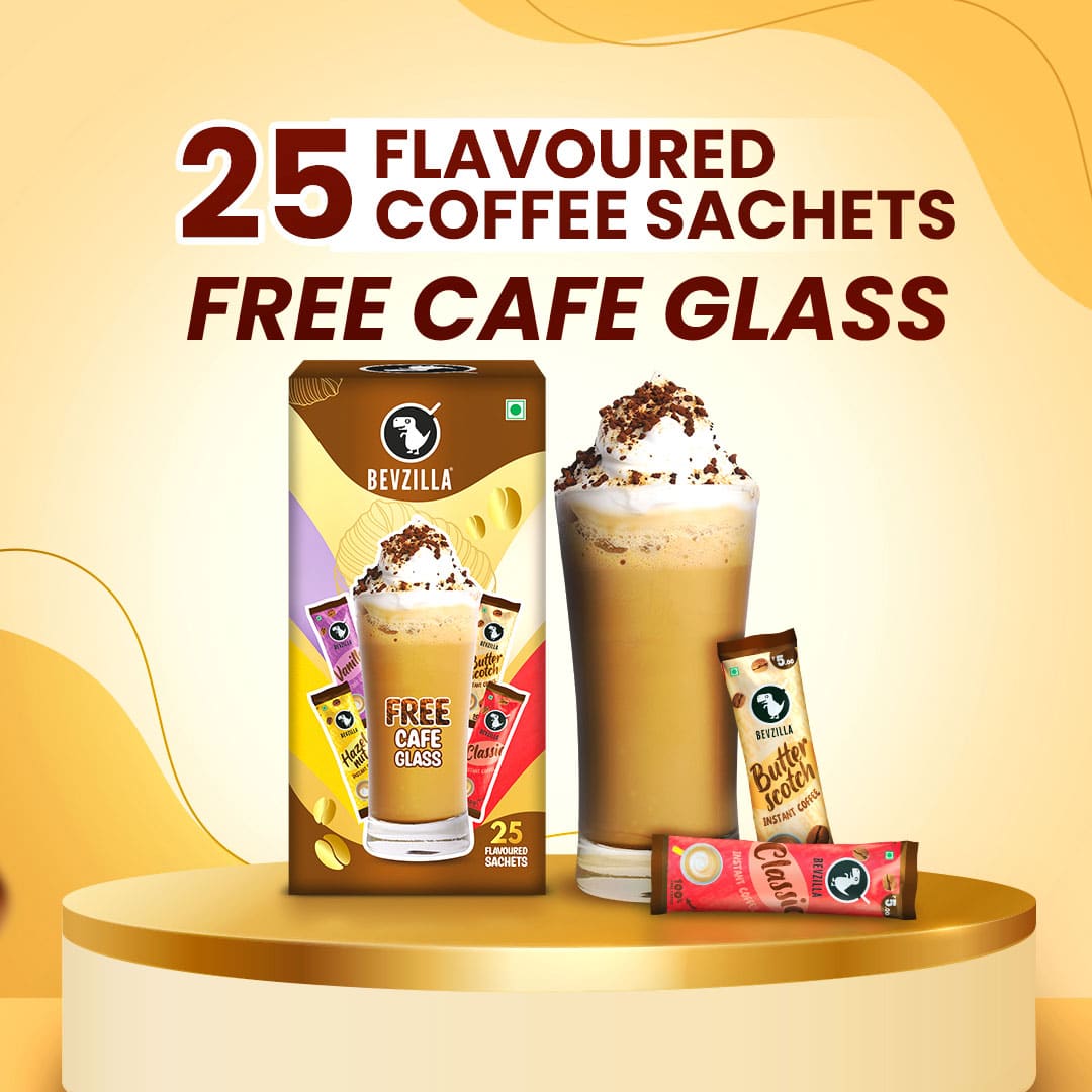 Assorted pack of Coffee Sachets With 25 flavoured coffee sachets + fre ...