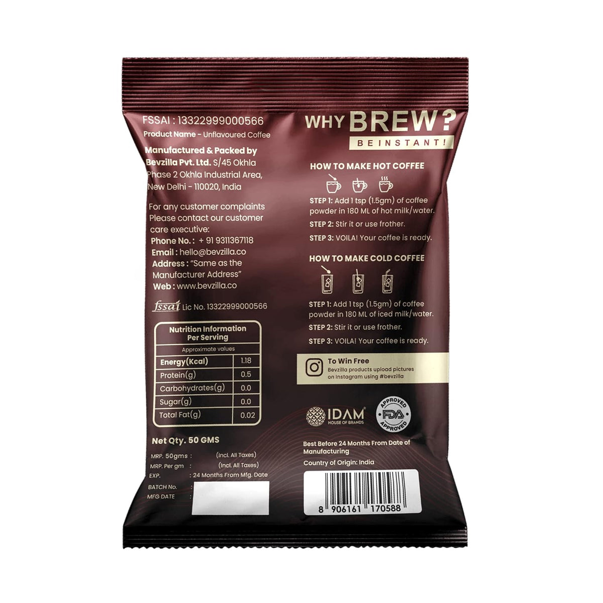 Coffee Pouch 50 Gm– Bevzilla