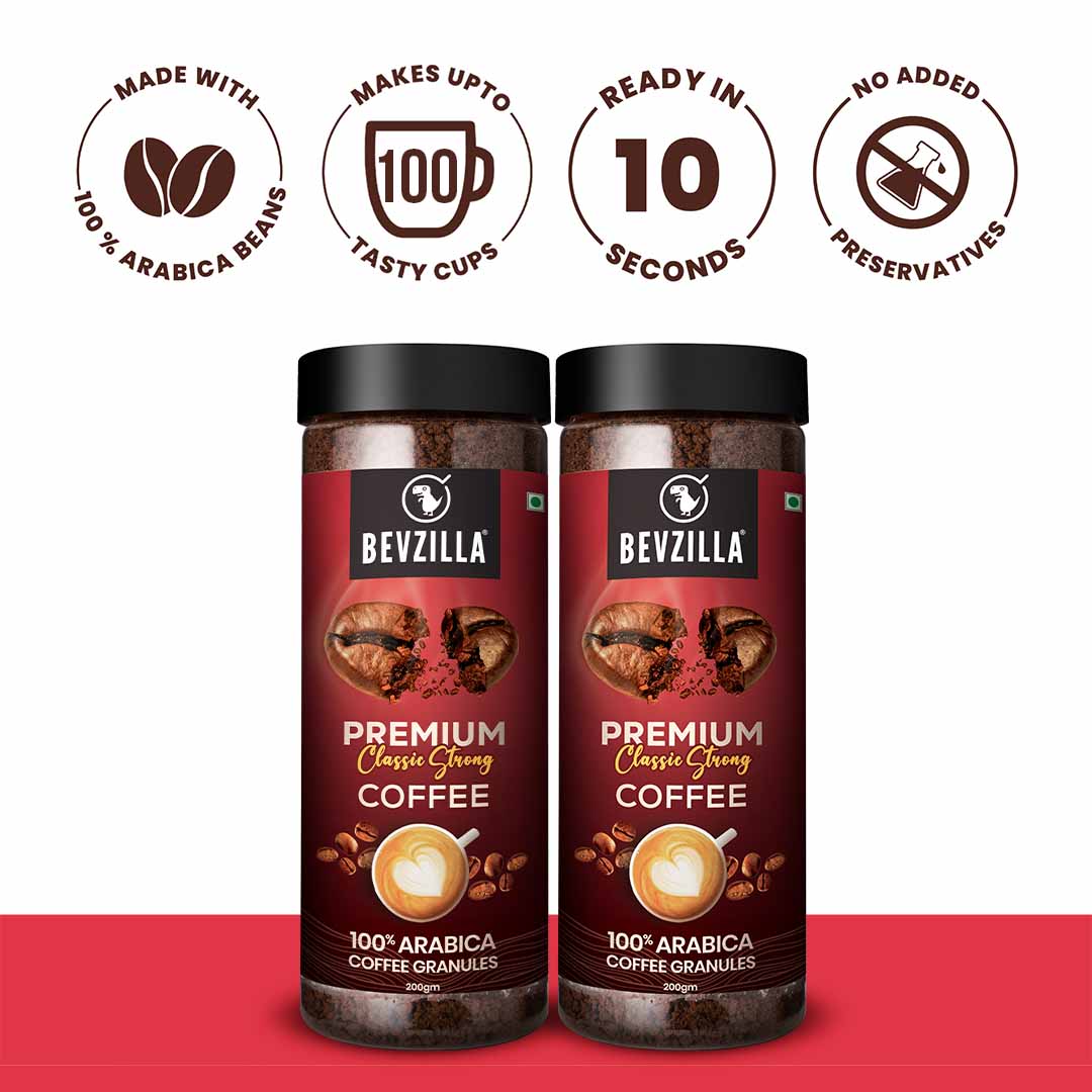 Premium Classic Strong Coffee Powder- Pack of 2 (200gm x 2)– Bevzilla