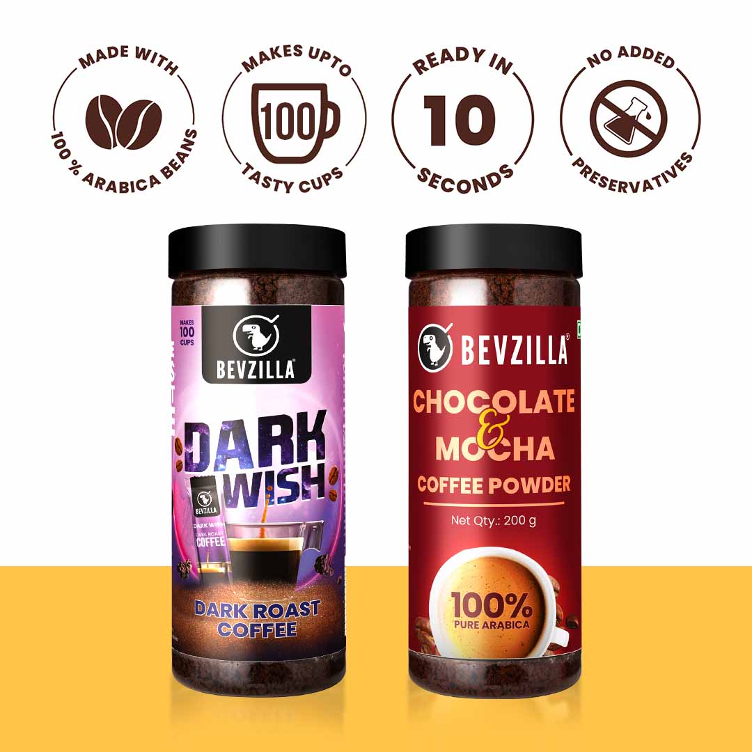 Chocolate & Mocha + Dark Wish Coffee Powder Combo (200gm X 2)– Bevzilla