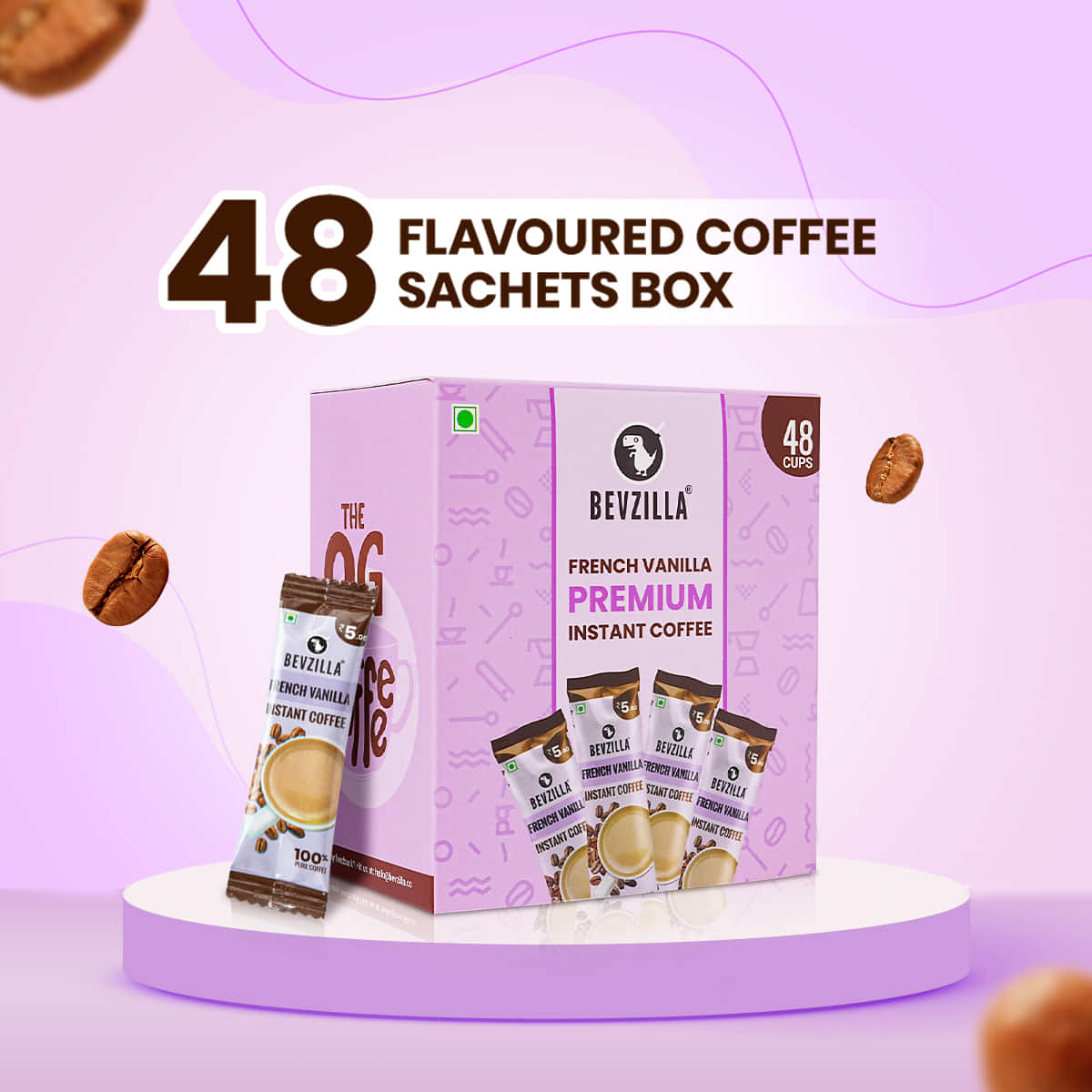 Buy Bevzilla's French Vanilla Coffee Powder Box I 48 Sachets at Best Price